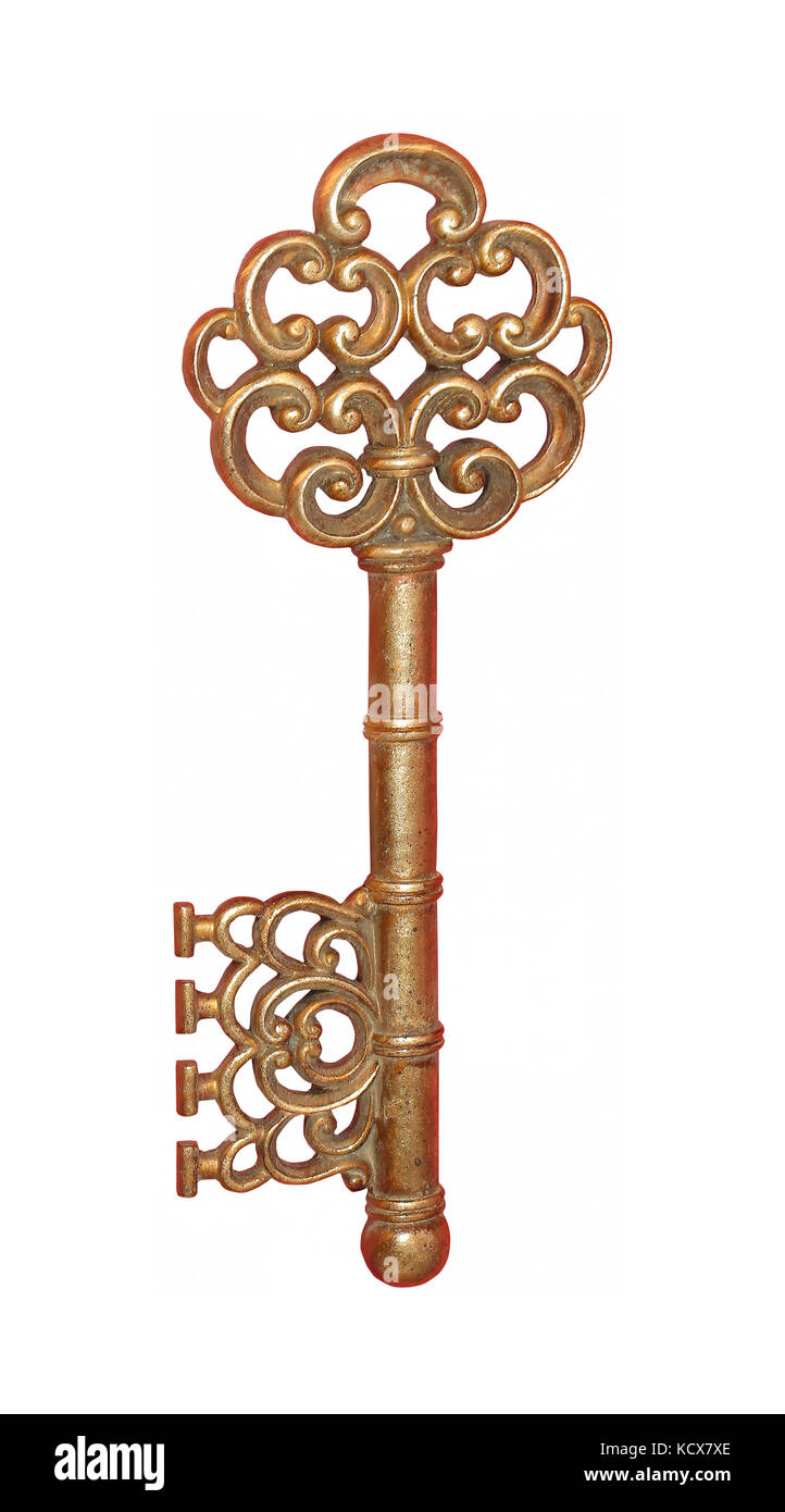 Decorative golden key isolated with clipping path included Stock Photo ...