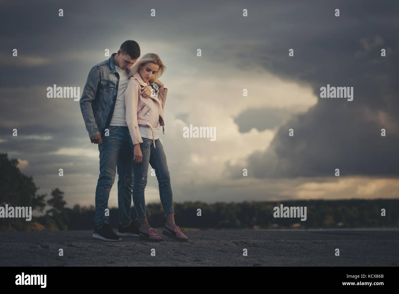 beautiful blonde girl with boyfriend Stock Photo - Alamy