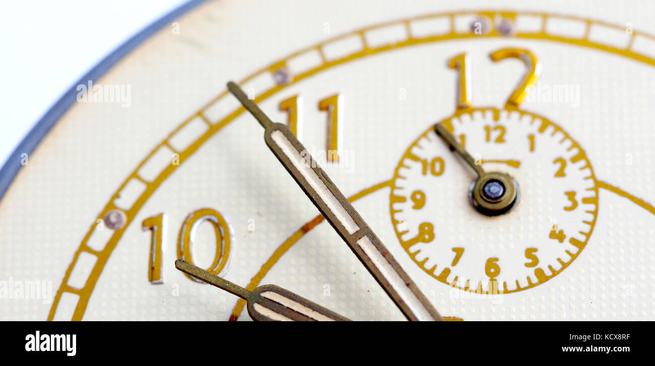 picture of a Closeup of hands on clock face Stock Photo - Alamy