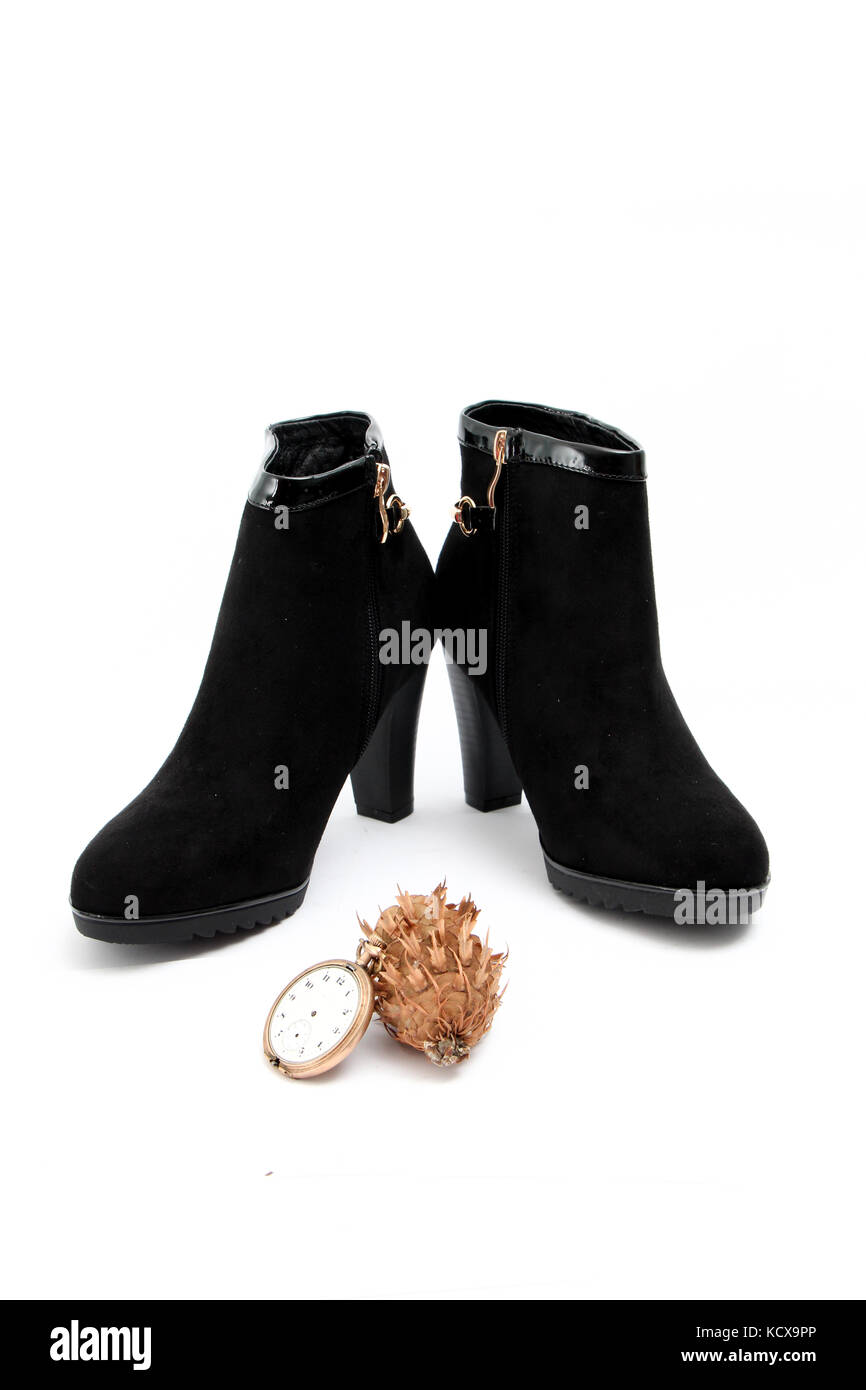 picture of a Woman fashion heels boot on white background Stock Photo ...