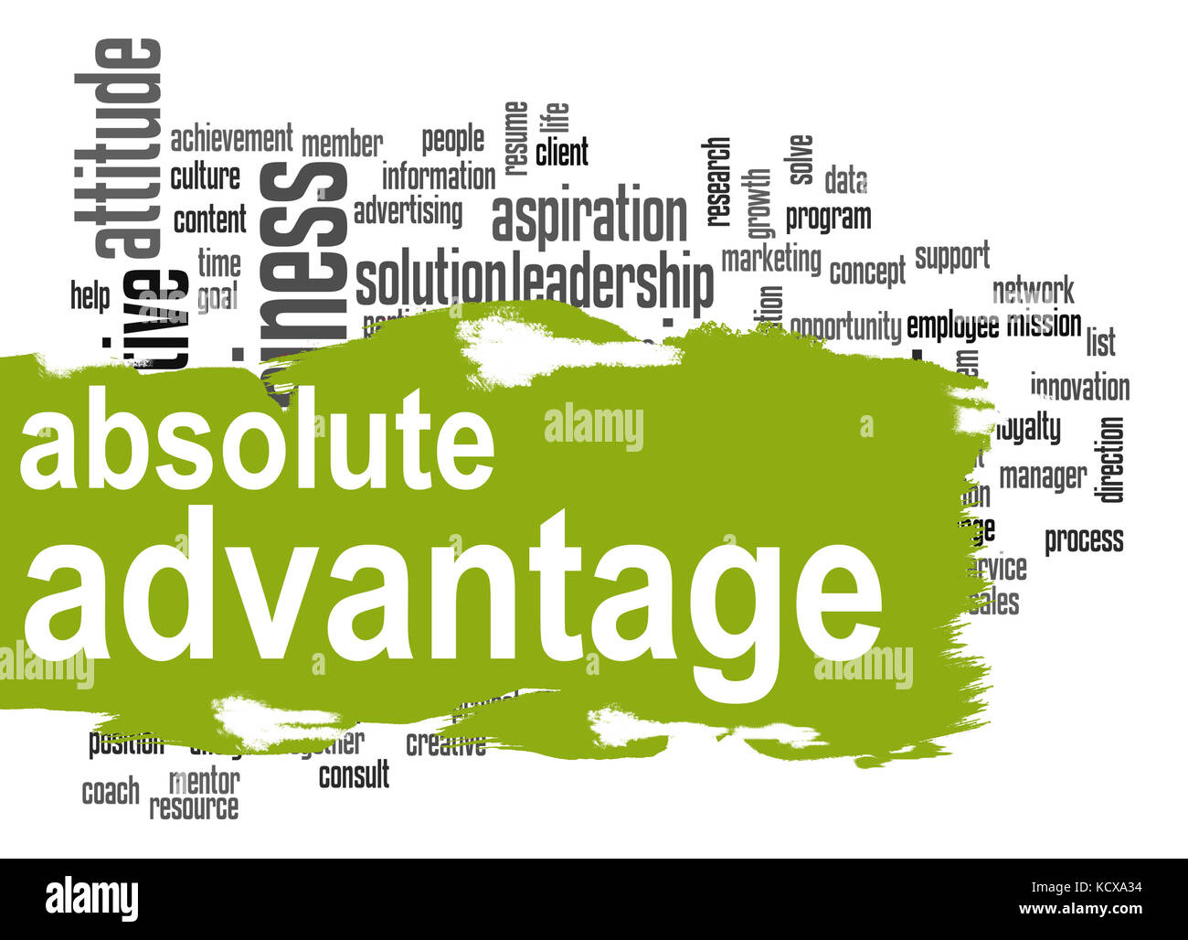 Absolute advantage word cloud with green banner image with hi-res ...