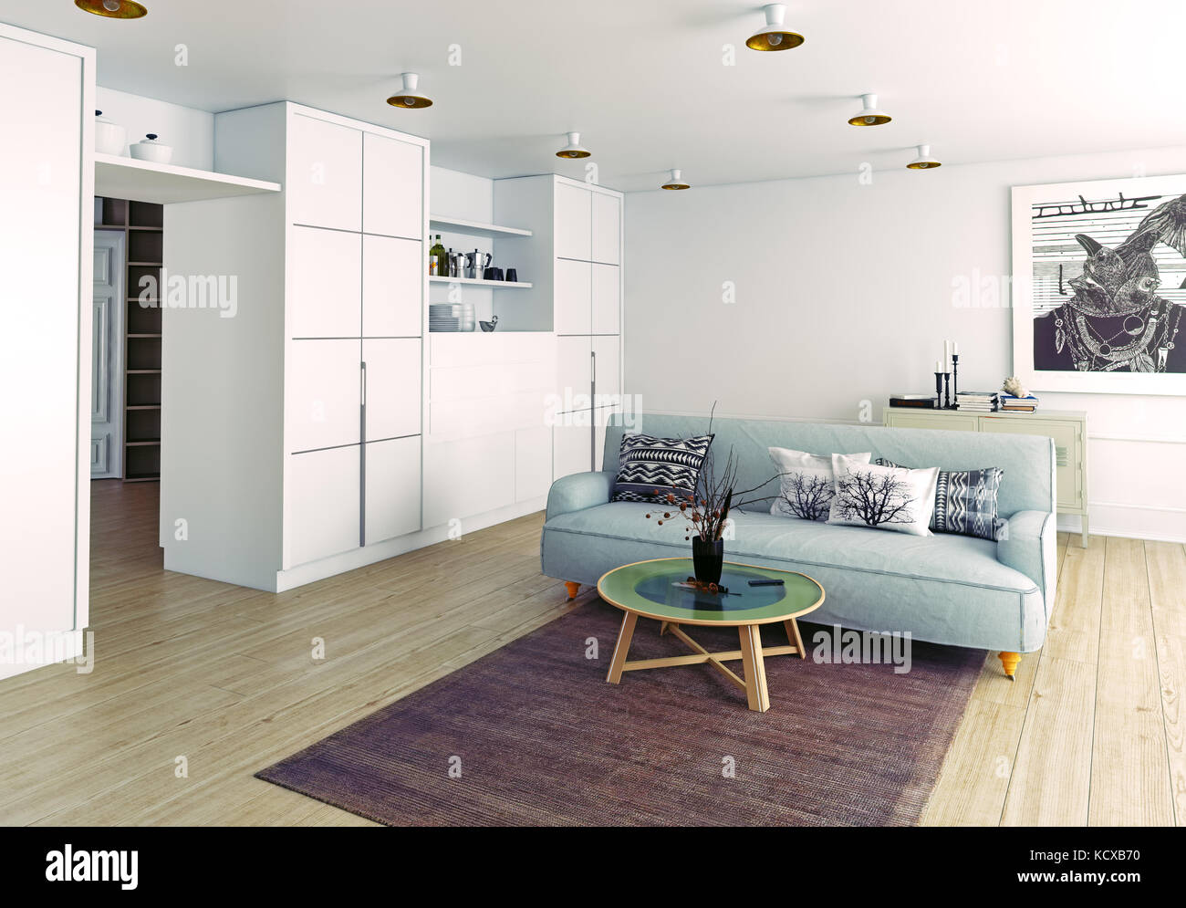 modern living room interior. 3d rendering Stock Photo - Alamy