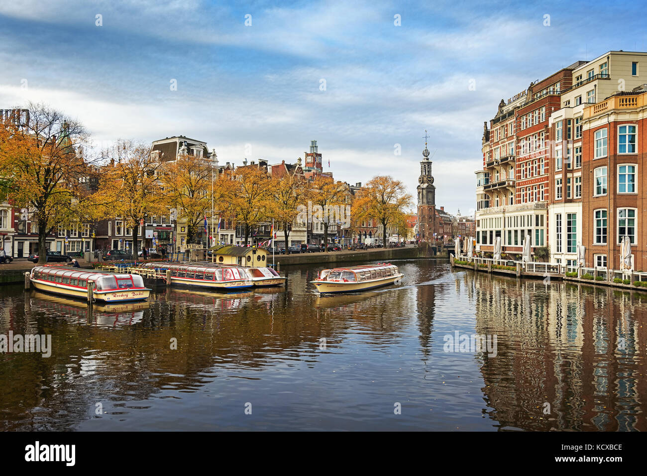 Amsterdam, Netherlands – October 30, 2016: The river Amstel with the ...