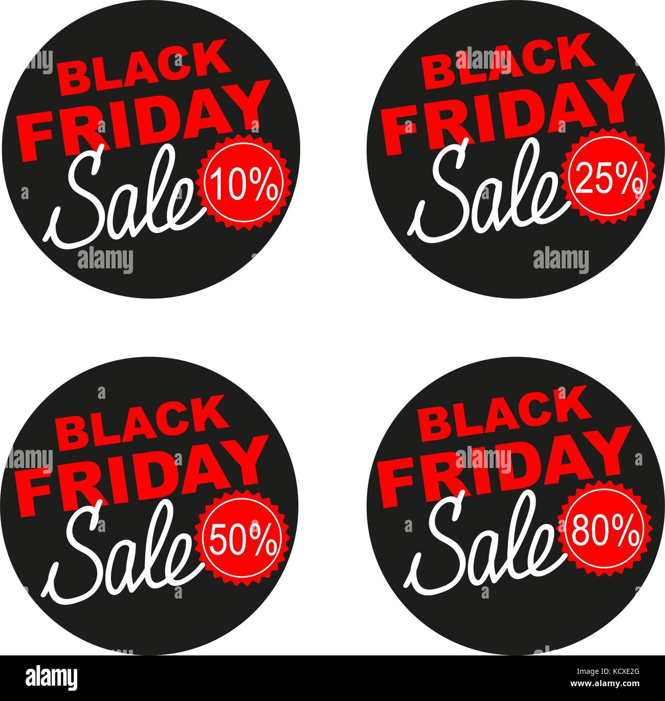 Black Friday sale vector sticker set isolated on white background Stock ...