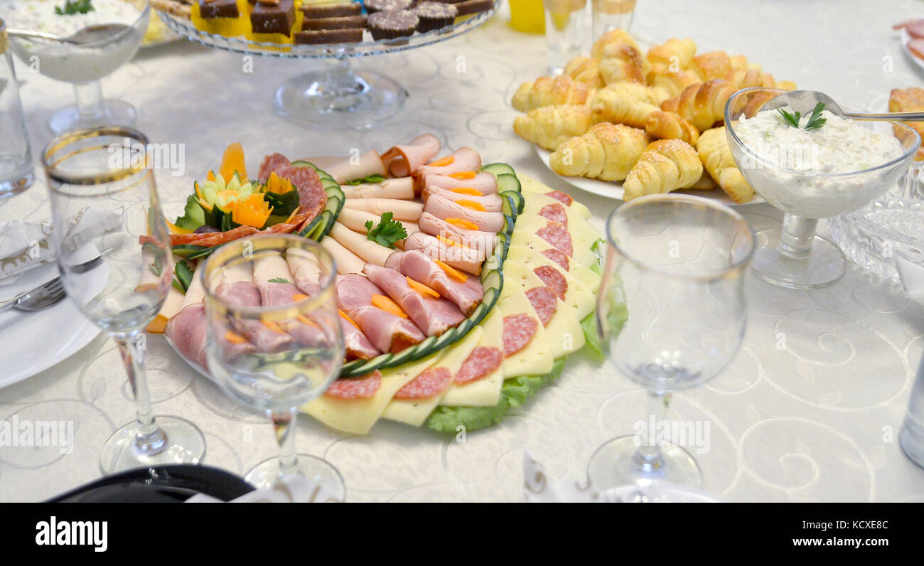 picture of a well decorated mixed food on a table Stock Photo - Alamy