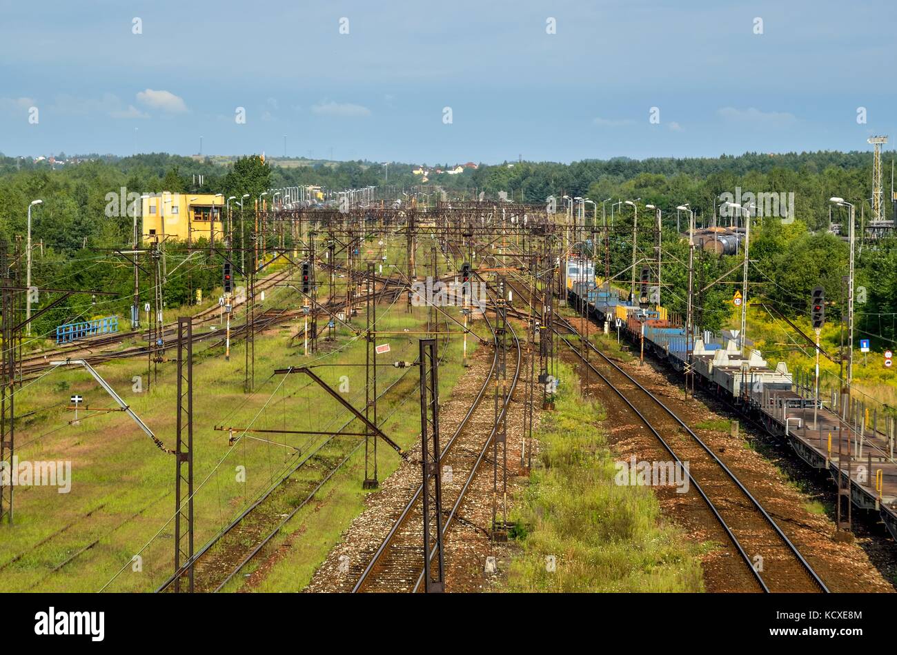 TRZEBINIA, POLAND - AUGUST 19, 2017: Old train station in Trzebinia ...