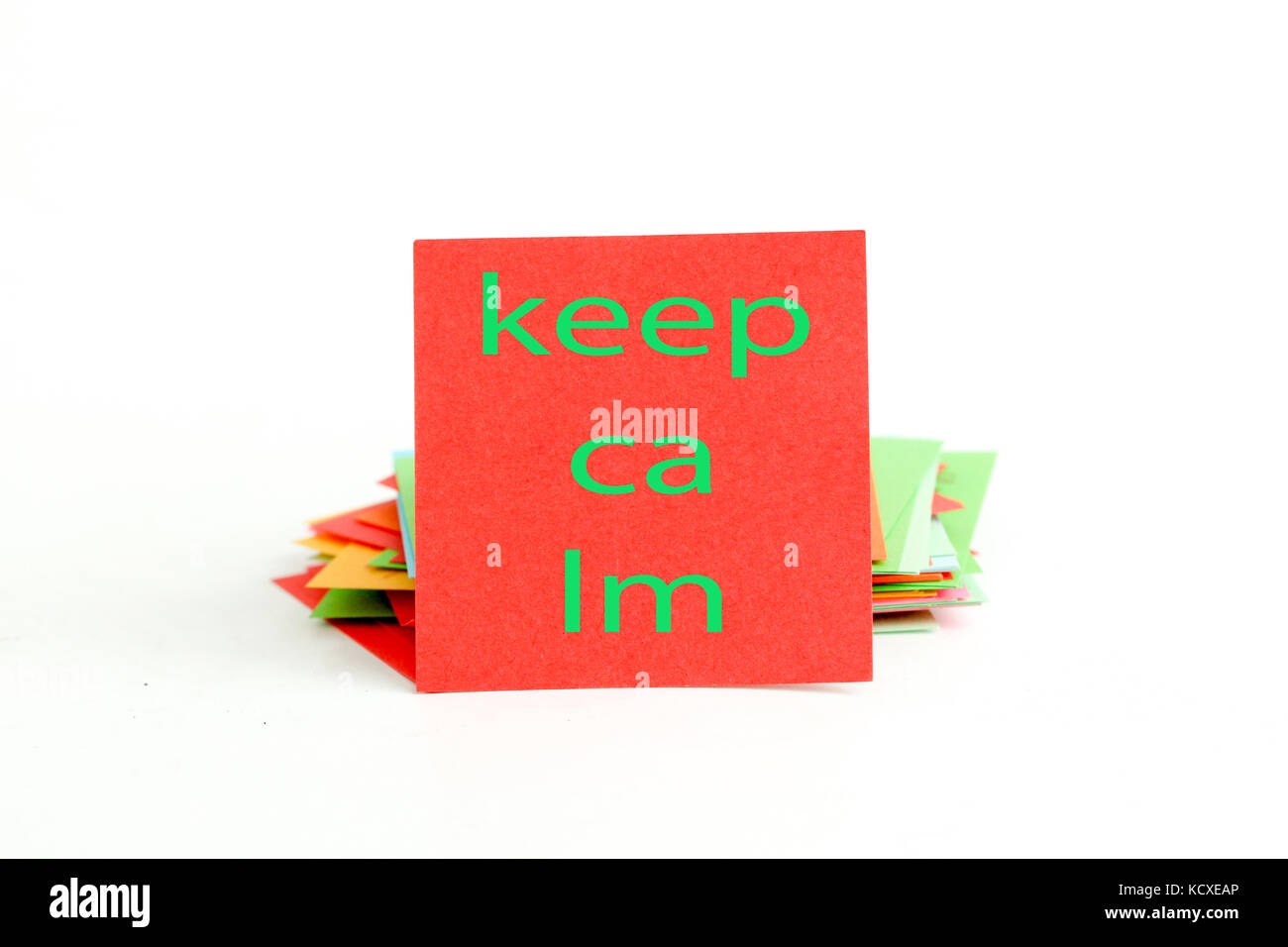 picture of a red note paper with text keep calm Stock Photo - Alamy