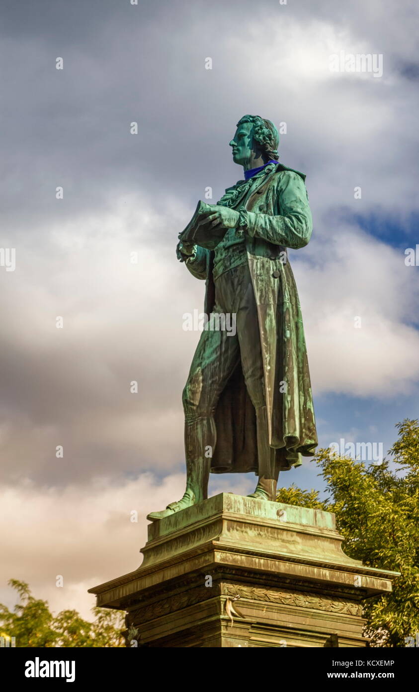 German poet Friedrich Schiller monument on the Schillerplatz square in ...