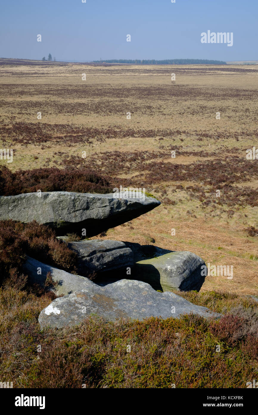 Friar's Ridge and White Path Moss from Cowper Stone, near Stanage Edge ...