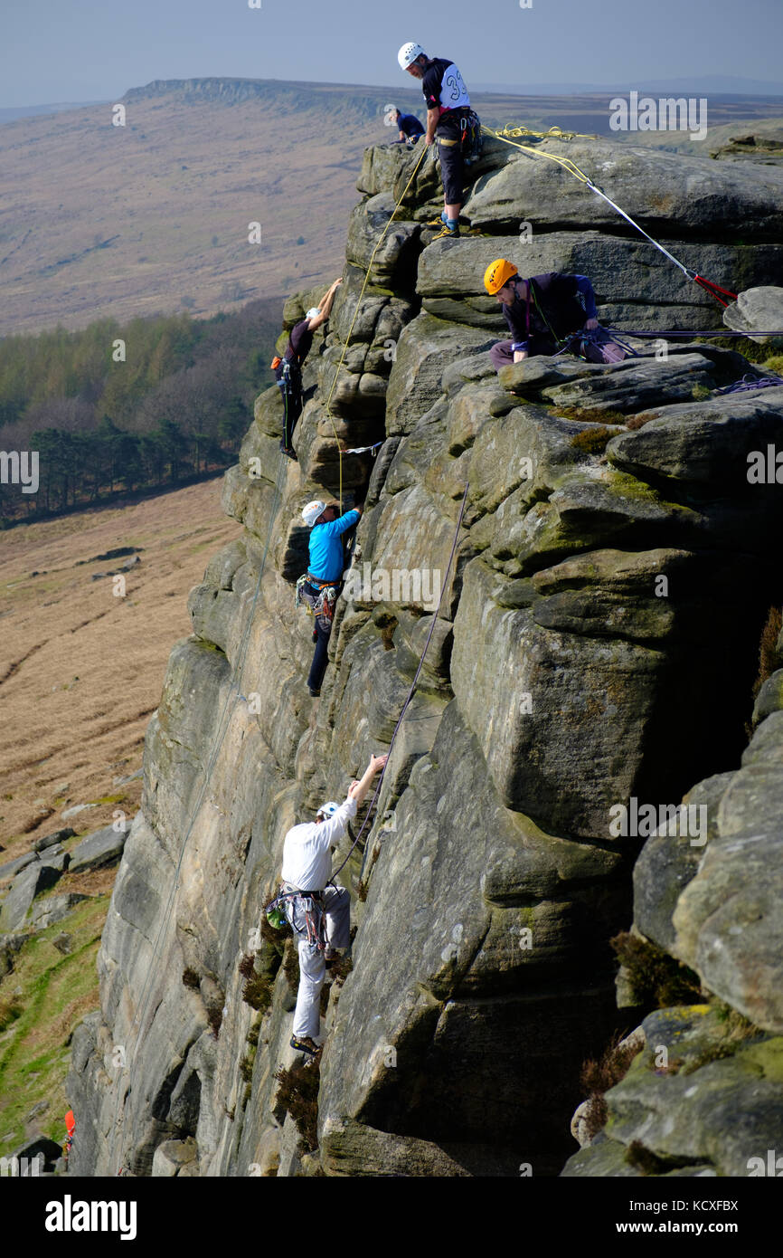 Close up of climbers on Stanage Edge, Peak District, UK Stock Photo - Alamy