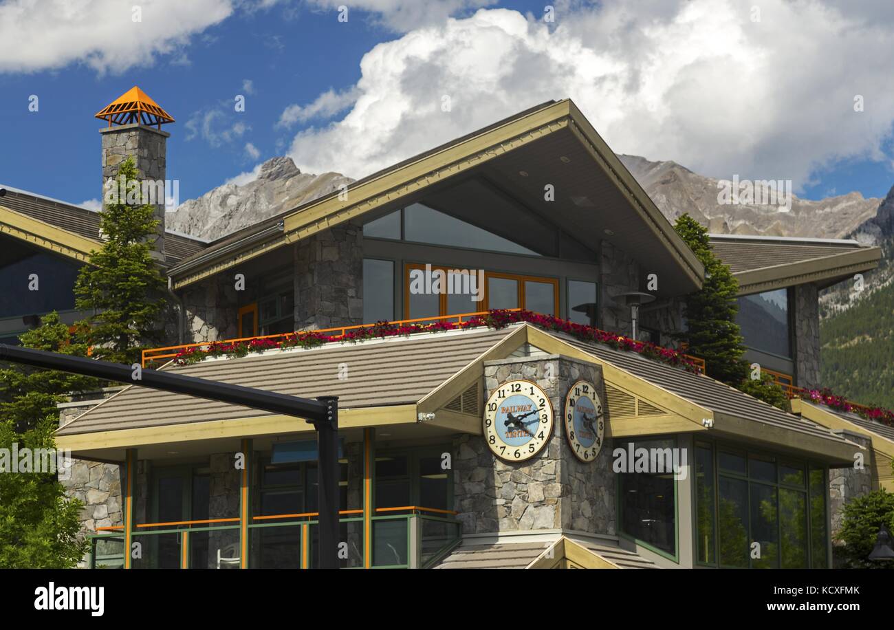 Town Square Clock Tower Building in Town of Canmore City Center near ...