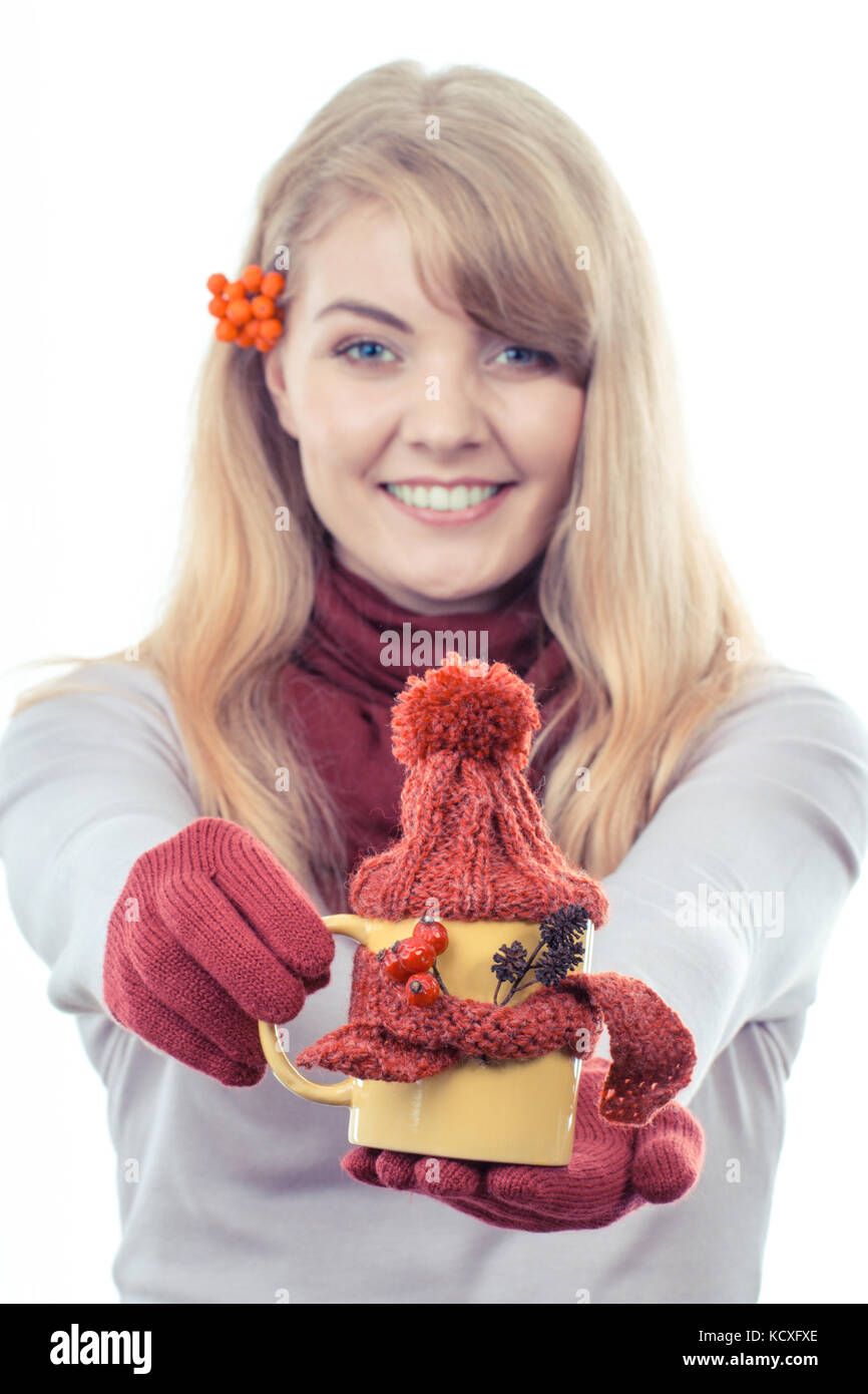 Vintage photo, Smiling girl with rowan in her hair wearing woolen shawl ...