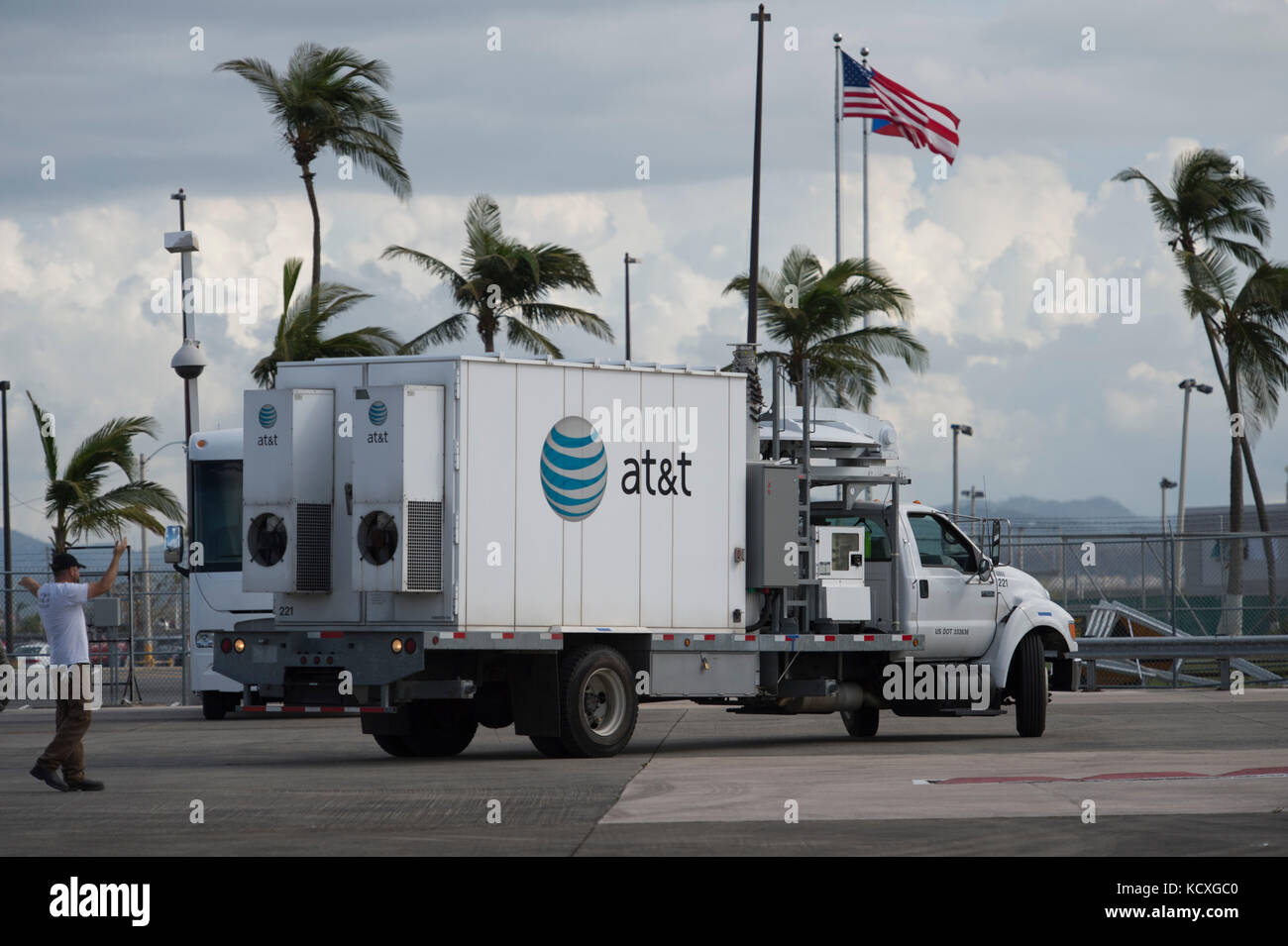 AT&T telecommunication tower is delivered to Puerto Rico Stock Photo ...