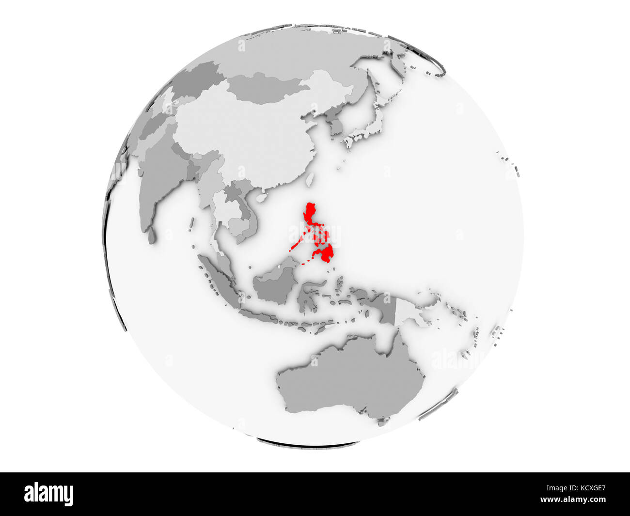 Philippines highlighted in red on grey political globe. 3D illustration ...