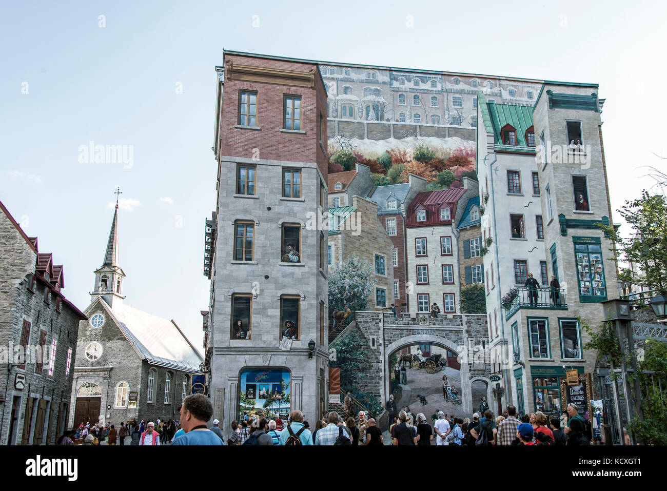 Quebec City Canada 13.09.2017 Fresco Fresque des Quebecois painting art ...