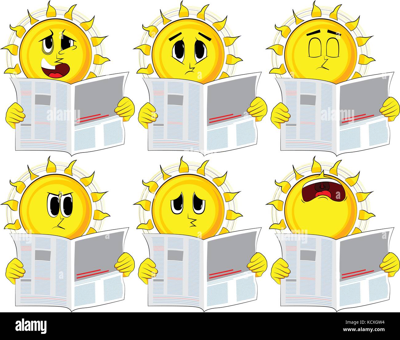 Cartoon sun reading newspaper Stock Vector Images - Alamy