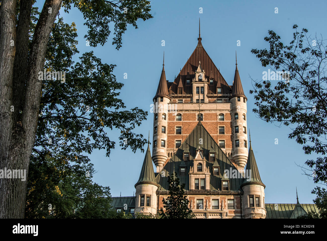 Canada Quebec City - Sunset at Tower of Chateau Frontenac most famous ...