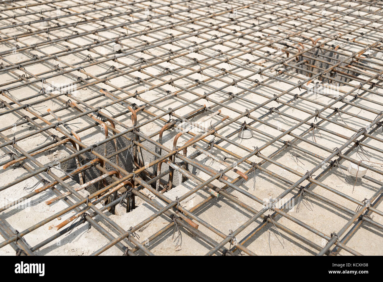 Reinforcement metal framework for concrete pouring. Ready for filling ...