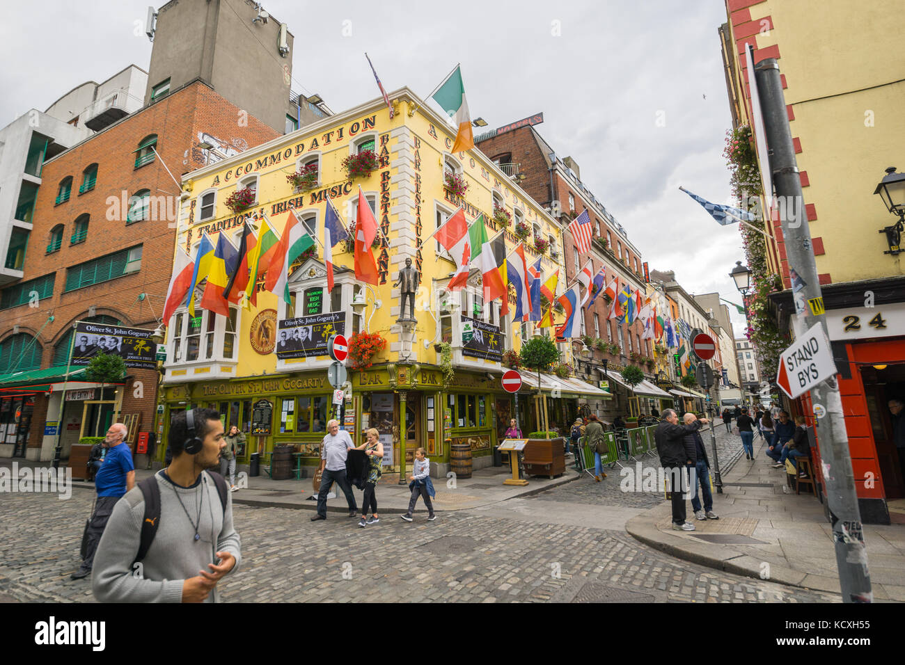 DUBLIN, IRELAND - AUGUST 10, 2017; Tourists, wander the streets of ...