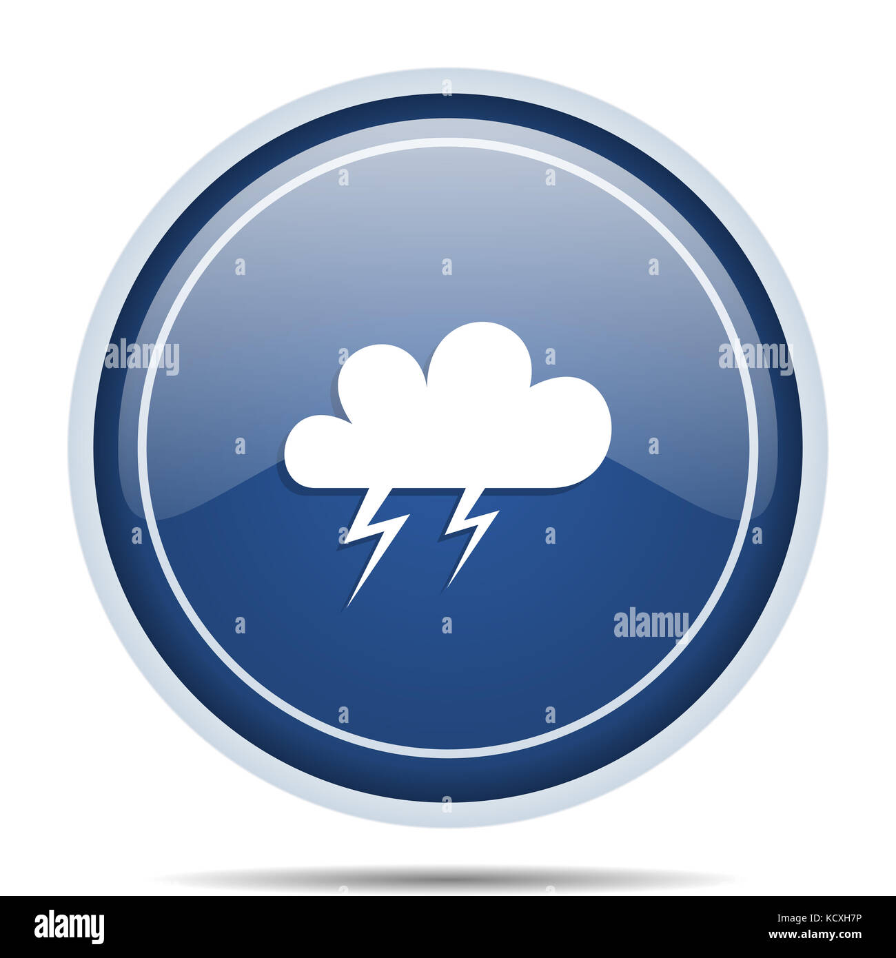 Storm blue round web icon. Circle isolated internet button for ...