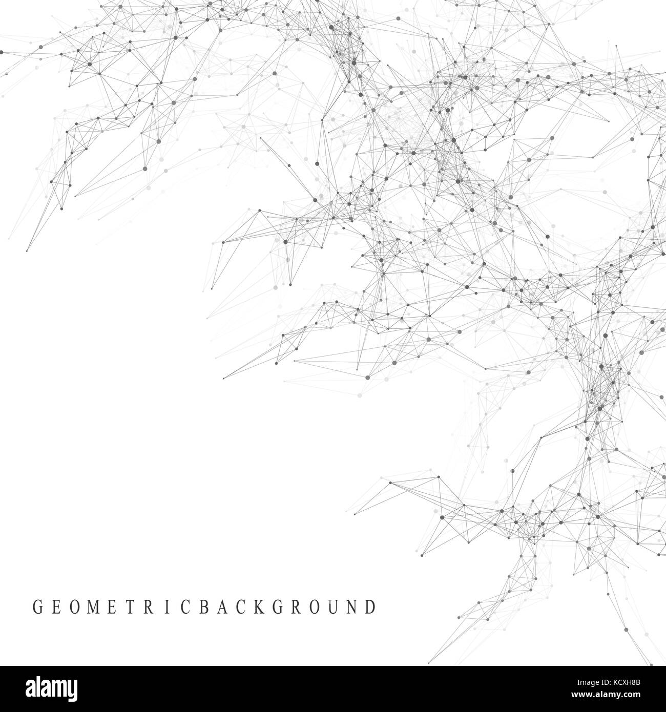 Geometric abstract background with connected line and dots. Network and ...