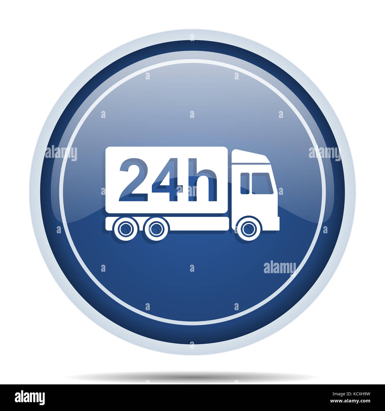 Delivery blue round web icon. Circle isolated internet button for ...