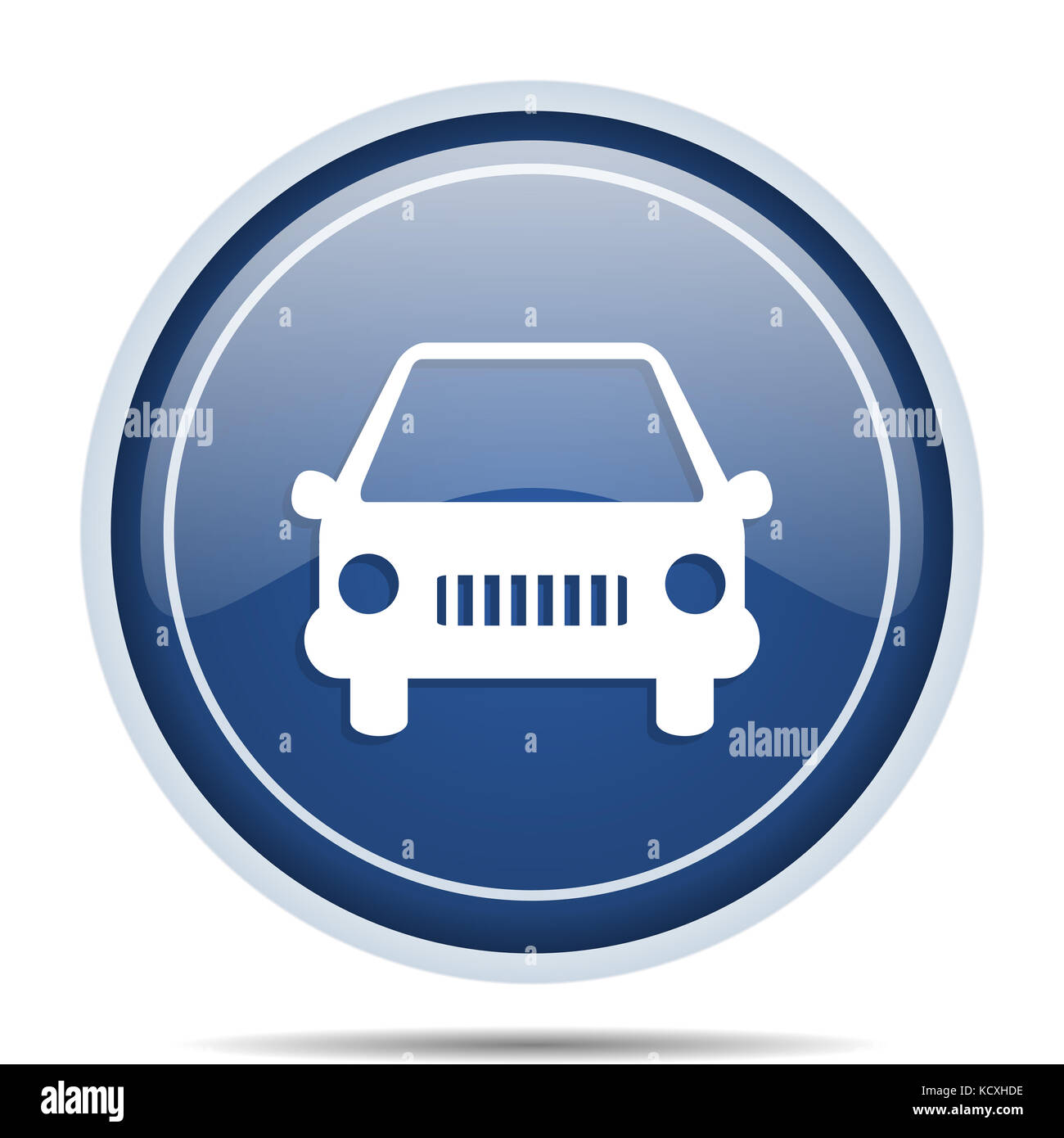 Car blue round web icon. Circle isolated internet button for webdesign ...