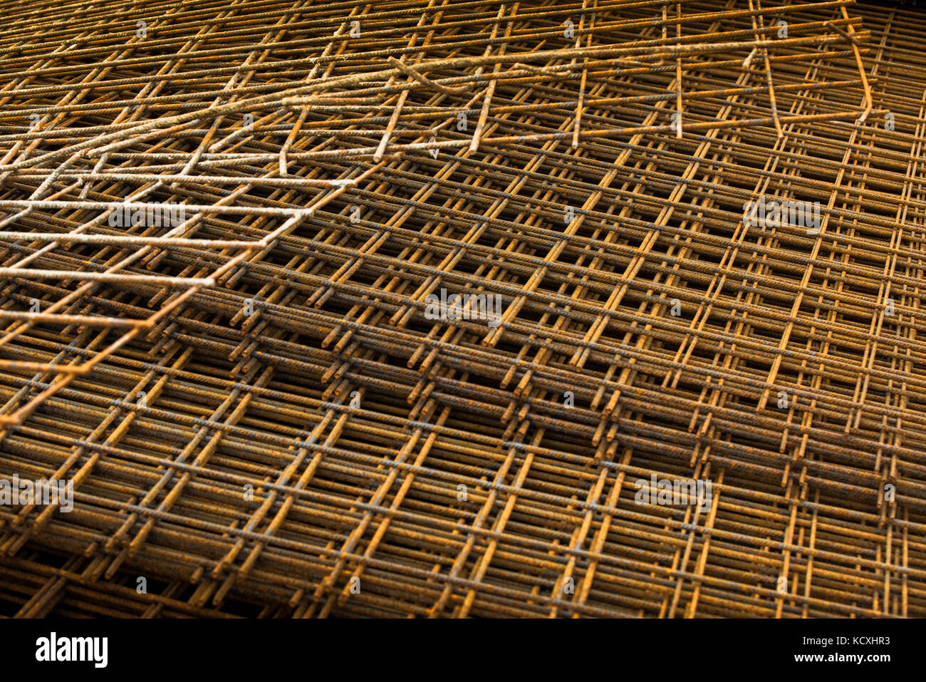 Stack of rusty einforcement metal mesh grit Stock Photo - Alamy