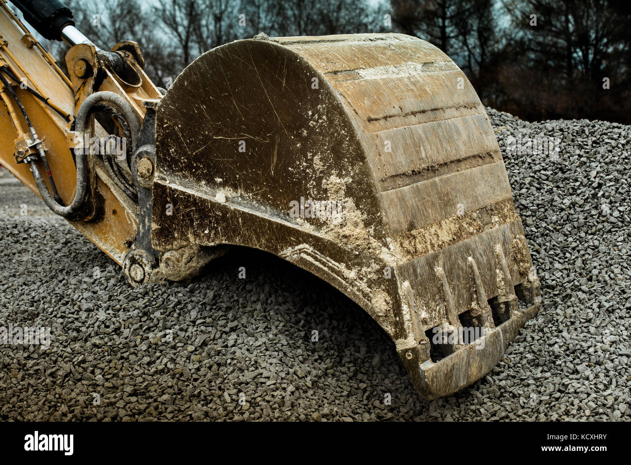 Shovel of an excavator digger on a construction site Stock Photo - Alamy