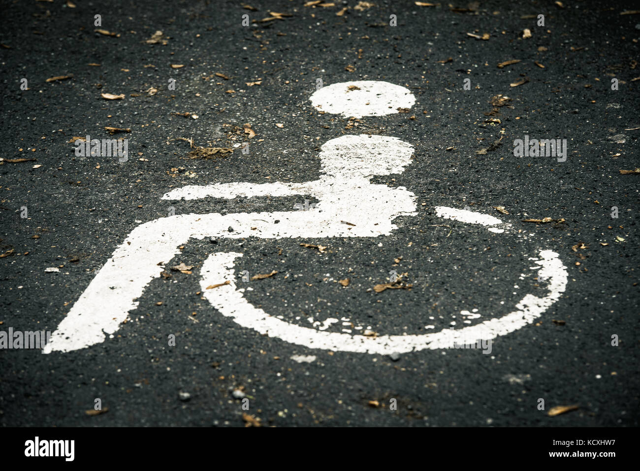 old handicapped sign parking spot Stock Photo - Alamy