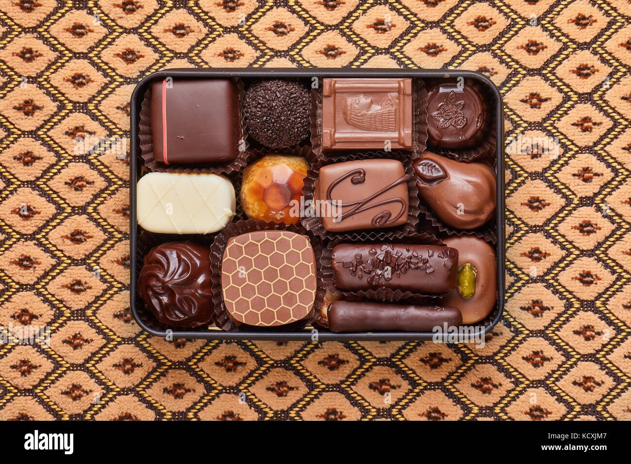 Chocolate candies box Stock Photo - Alamy