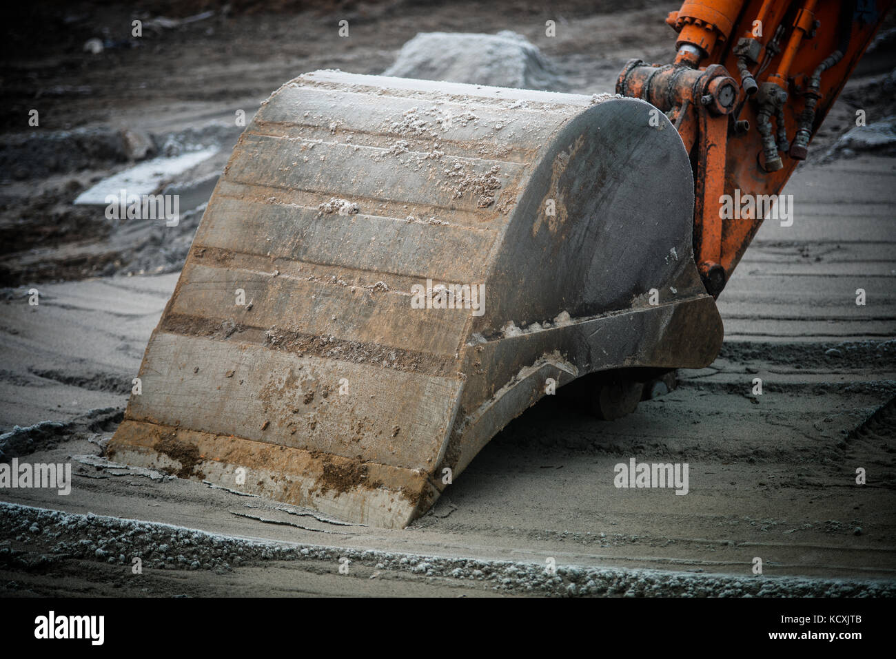 Shovel of an excavator digger on a construction site Stock Photo - Alamy