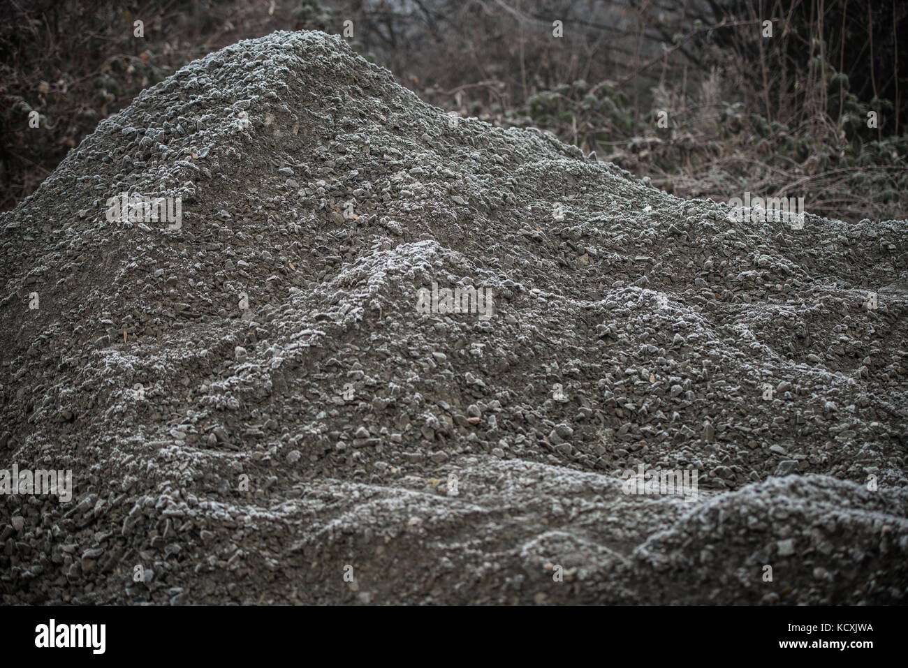 Pile of small rubbles on a construction site in winter Stock Photo - Alamy