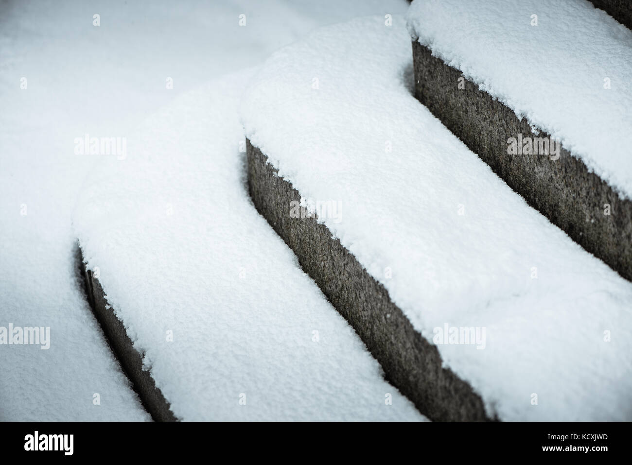 Stairs steps in winter covered with snow Stock Photo - Alamy