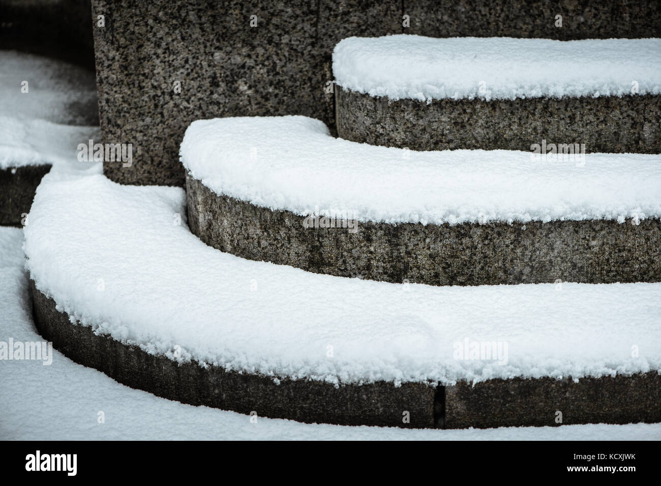 Stairs steps in winter covered with snow Stock Photo - Alamy