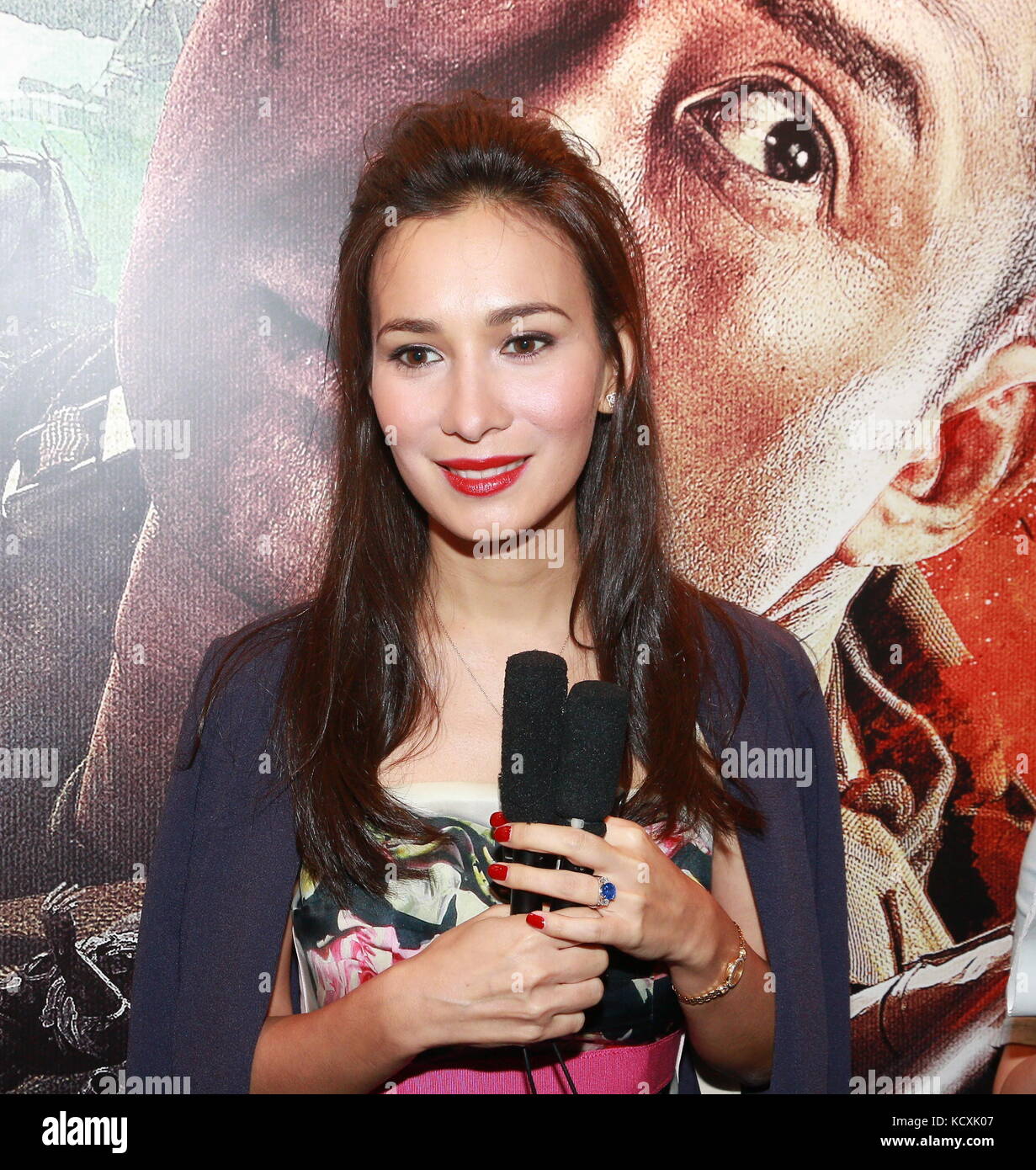 Chinese Actor And Director Wu Jing Left Chinese American Actress Celina Jade Pose During A