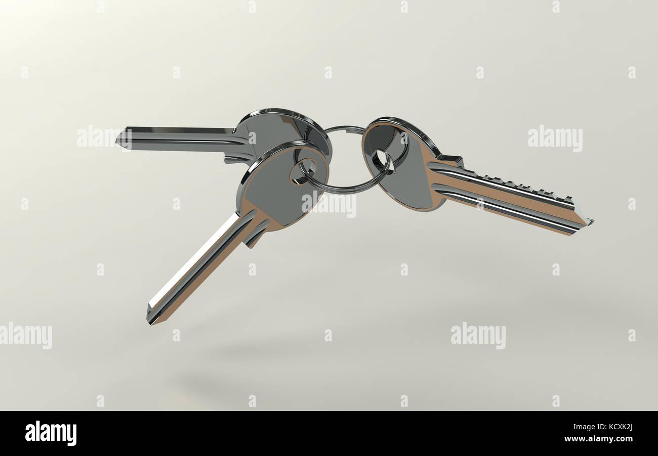The several keys from doors. 3D rendering Stock Photo - Alamy