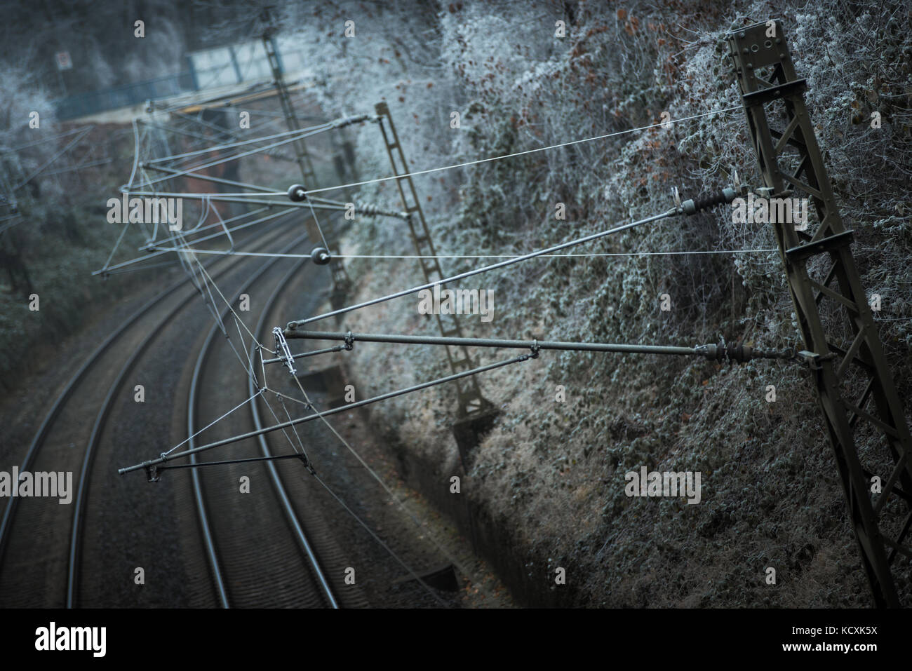 Railway power lines catenary hi-res stock photography and images - Alamy