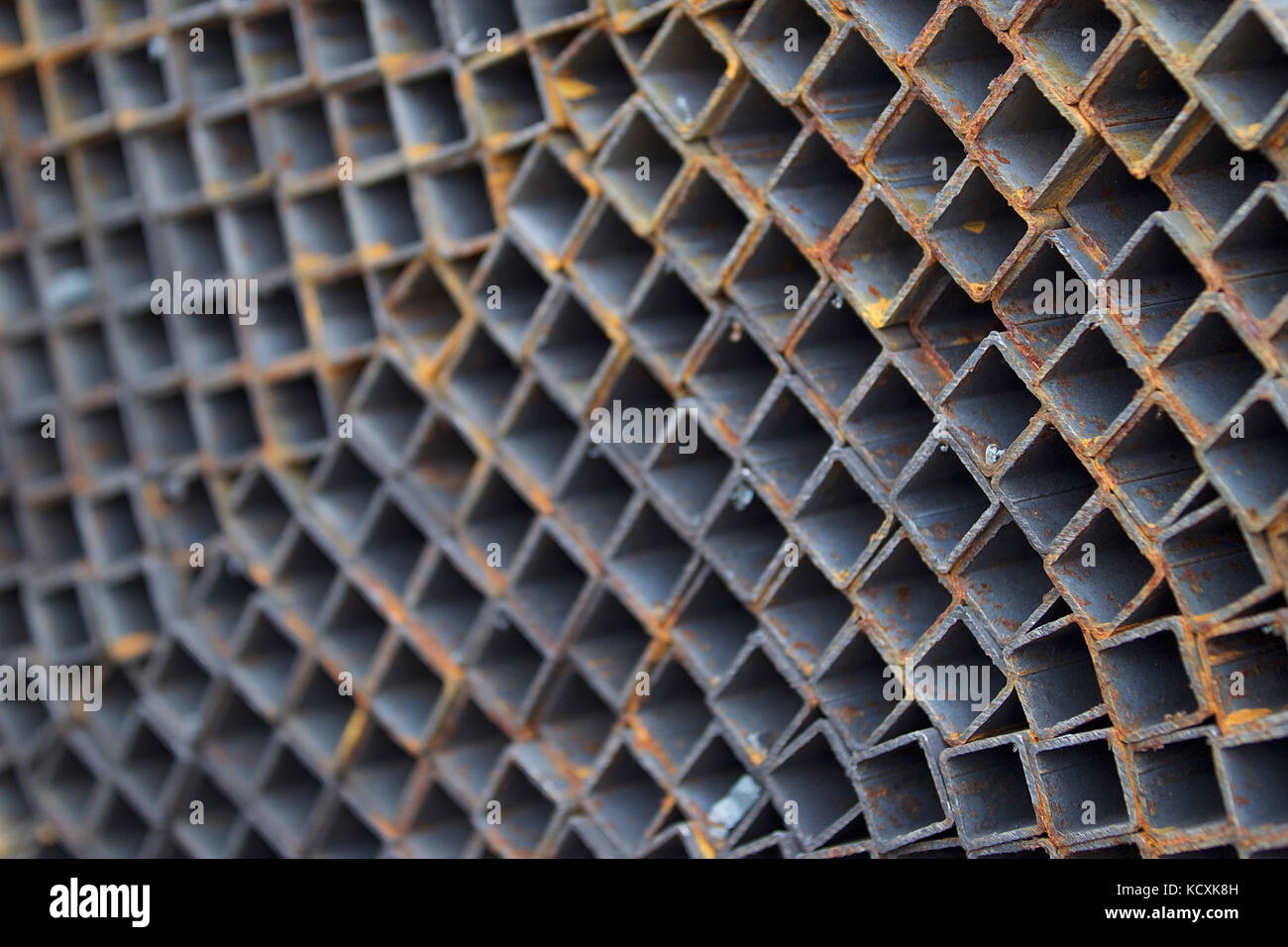 Metal profile pipe of rectangular cross section in packs at the ...
