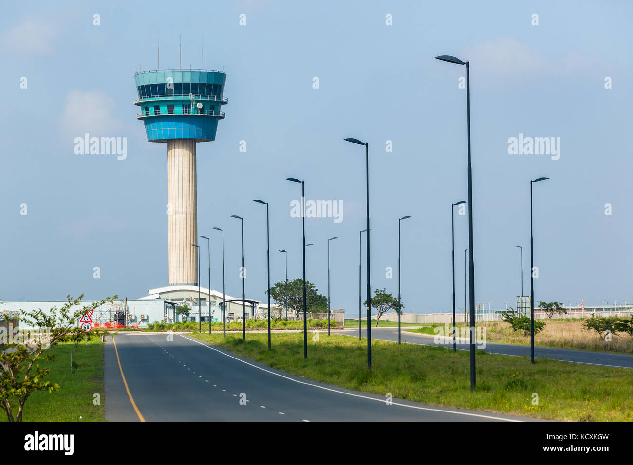 Air traffic navigation control tower for planes at airport countryside ...