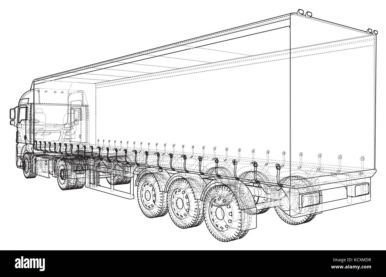 Top View Tractor Trailer Illustration High Resolution Stock Photography ...