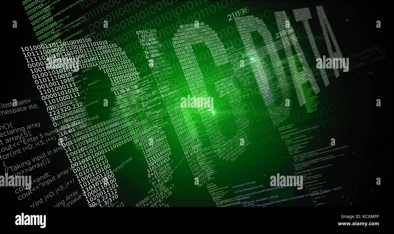 Big data visualization on blue code and programming abstact background ...