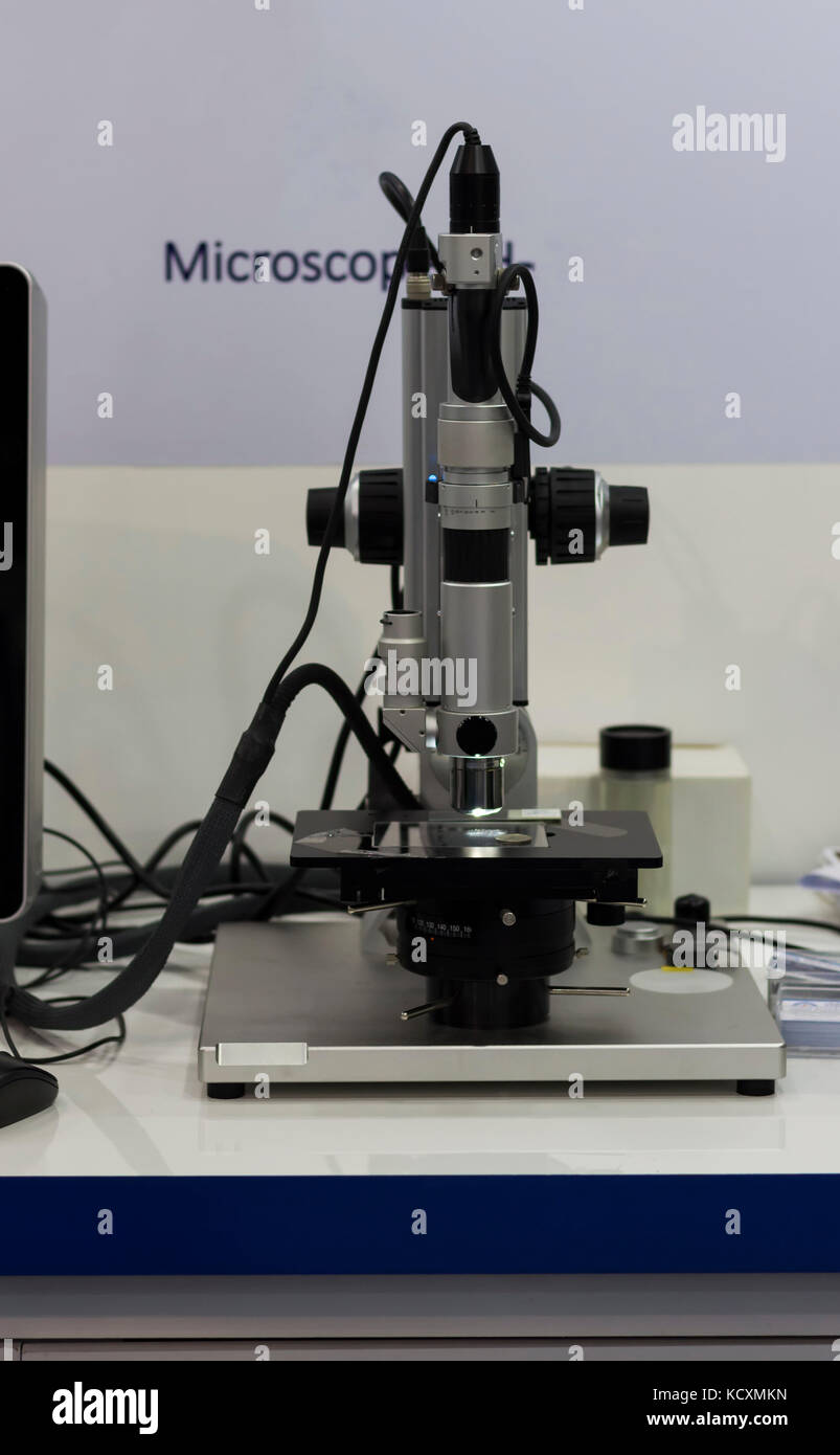 High quality microscope for lab ; selective focus Stock Photo - Alamy