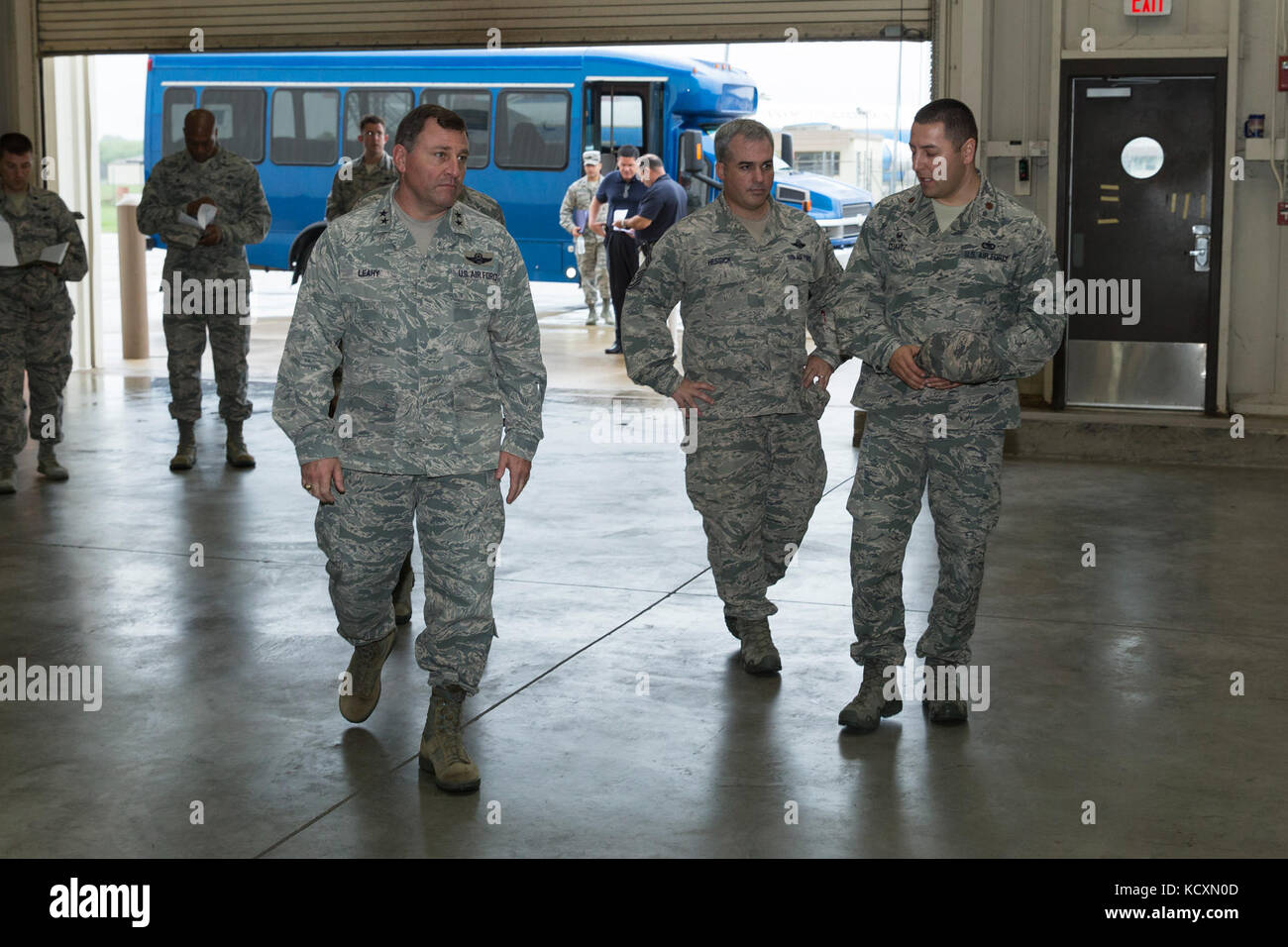 Maj. Gen. Timothy J. Leahy (left), Second Air Force commander, visits ...