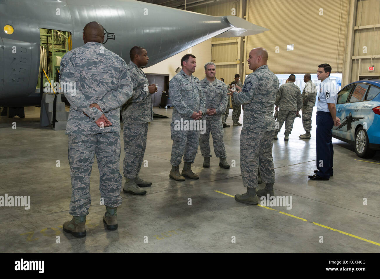 Maj. Gen. Timothy J. Leahy (center), Second Air Force commander, talks ...