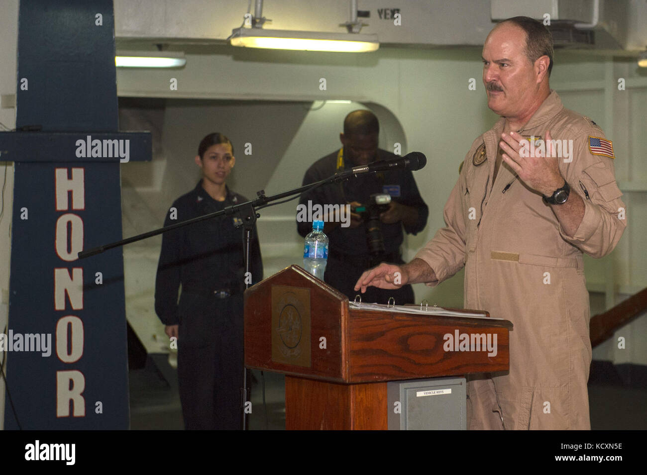 ARABIAN GULF (Oct. 4, 2017) Rear Adm. Gregory N. Harris, the oncoming ...