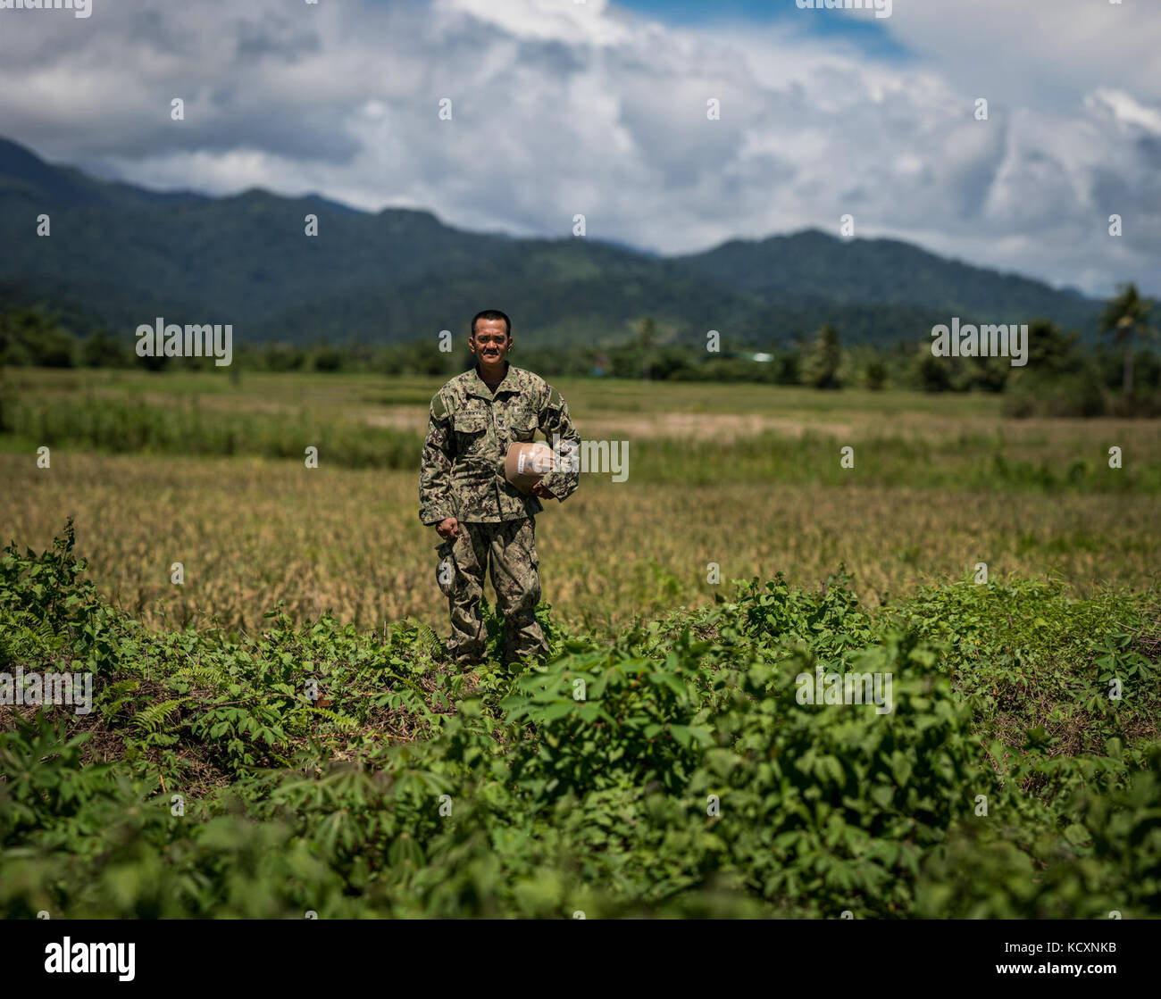 U.S. Navy SW1 Honer Villanueva, a steel worker with Naval Mobile ...