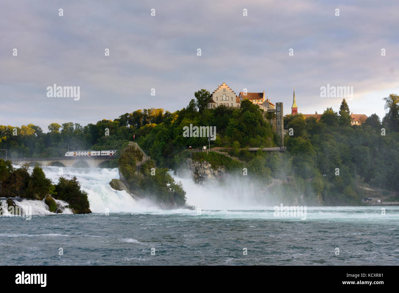 Rheinfall (Rhine Falls) waterfall, castle Schloss Laufen, Neuhausen am ...