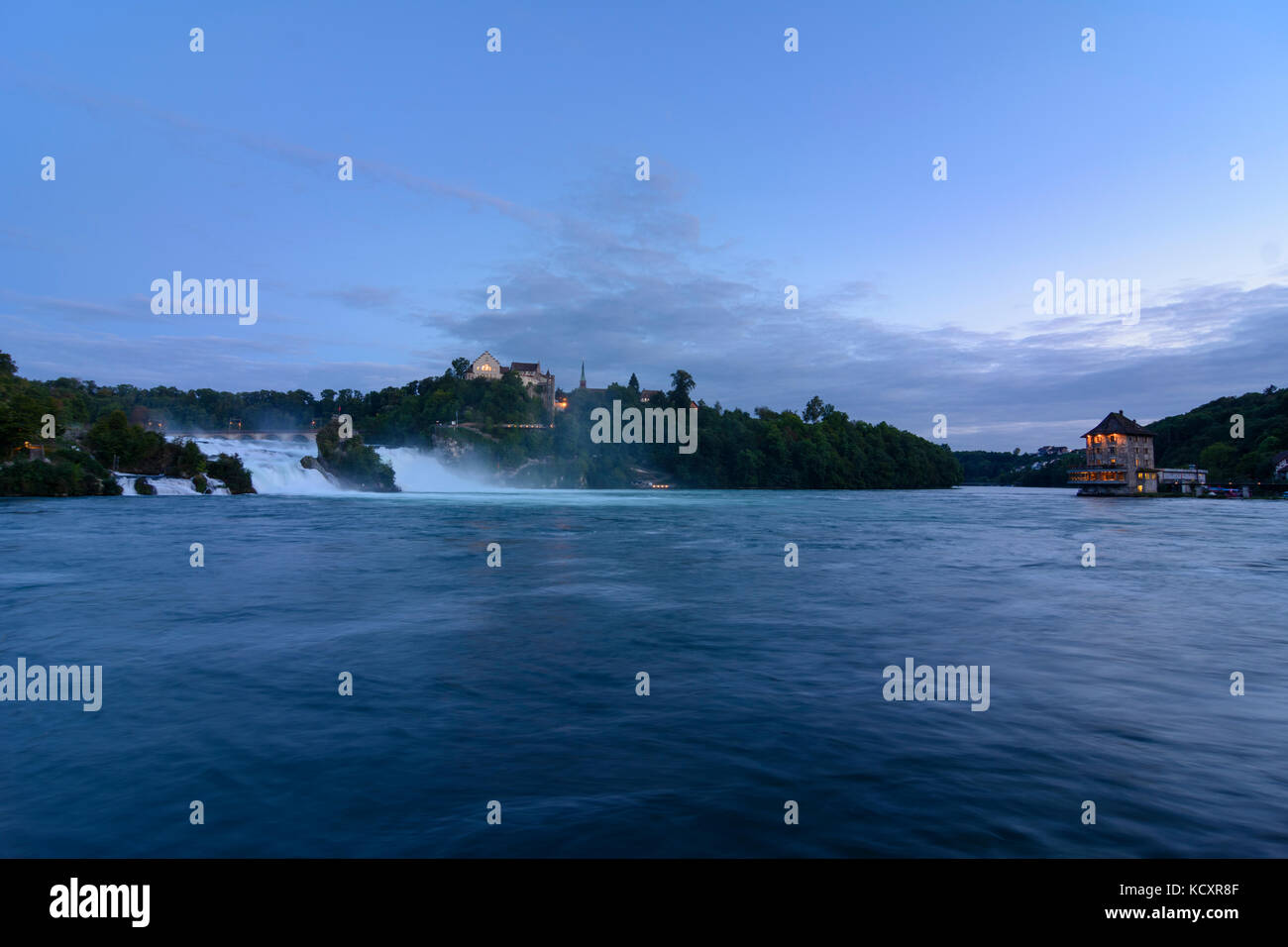 Rheinfall (Rhine Falls) waterfall, castle Schloss Laufen, Neuhausen am ...