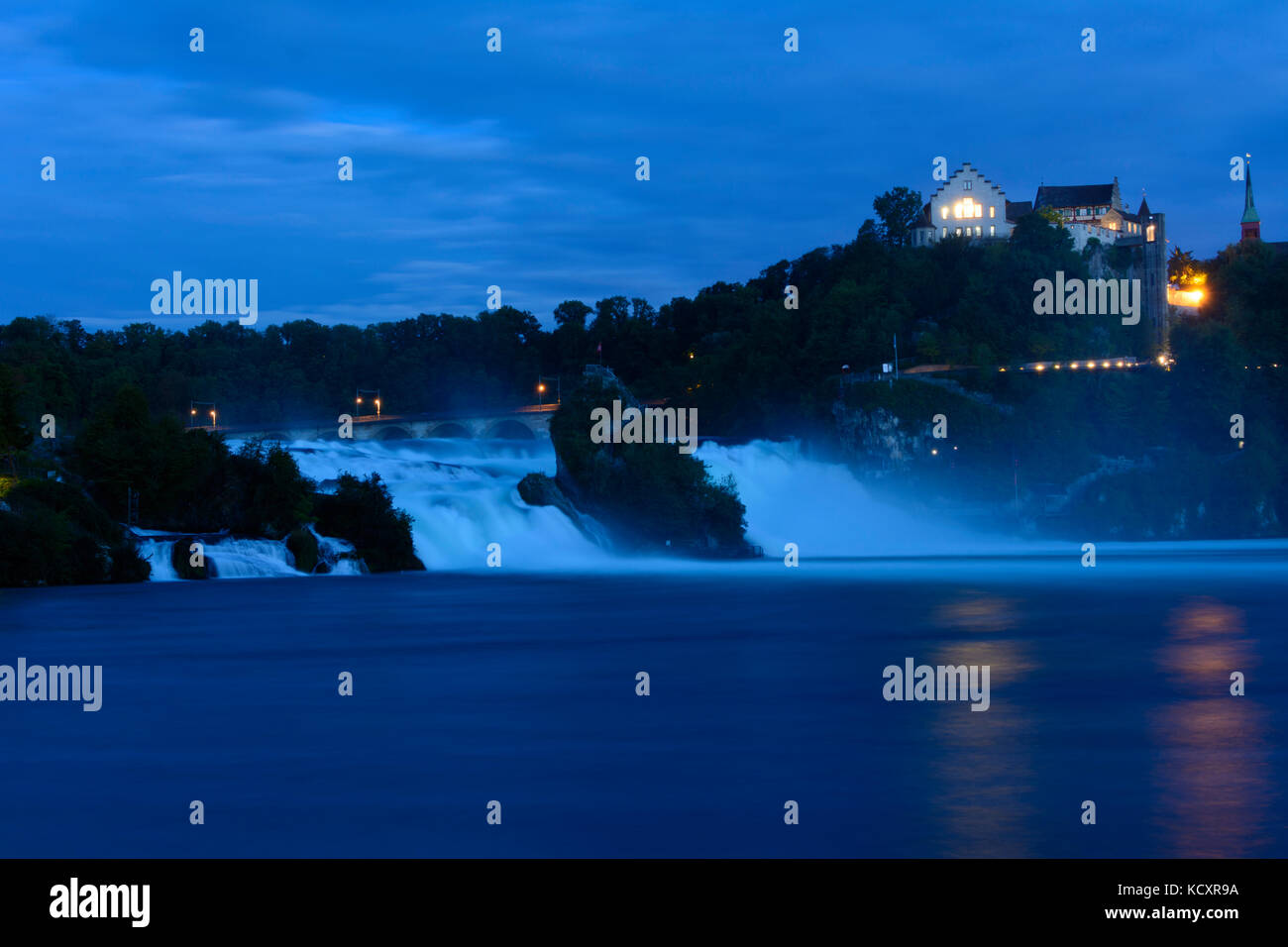 Rheinfall (Rhine Falls) waterfall, castle Schloss Laufen, Neuhausen am ...